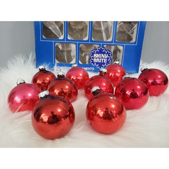 Shiny Brite | Holiday | Lot Vintage Shiny Brite Poloron Glass Ball Red ...